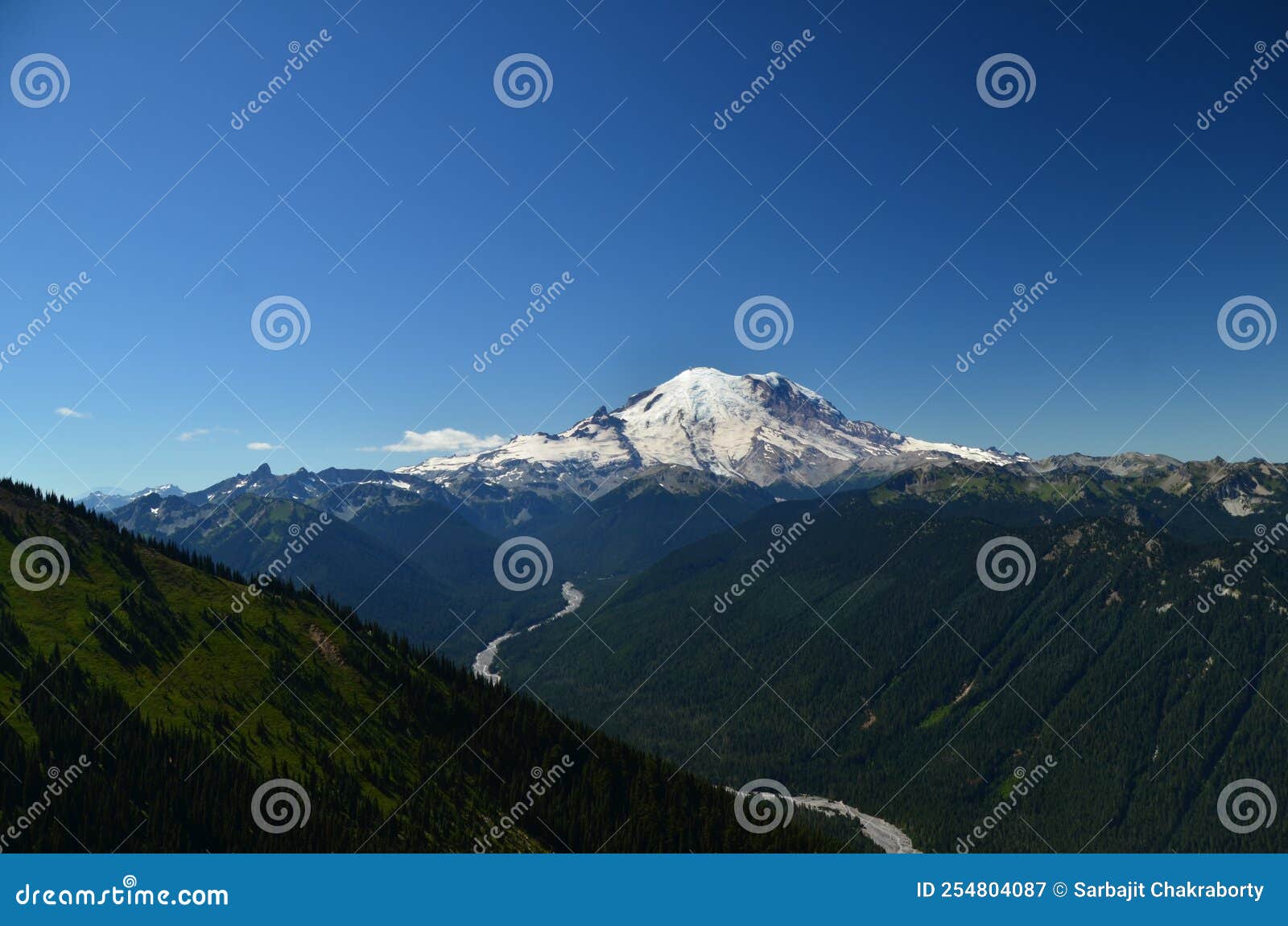 Mount Rainier with White River Stock Image - Image of valley, rainier ...