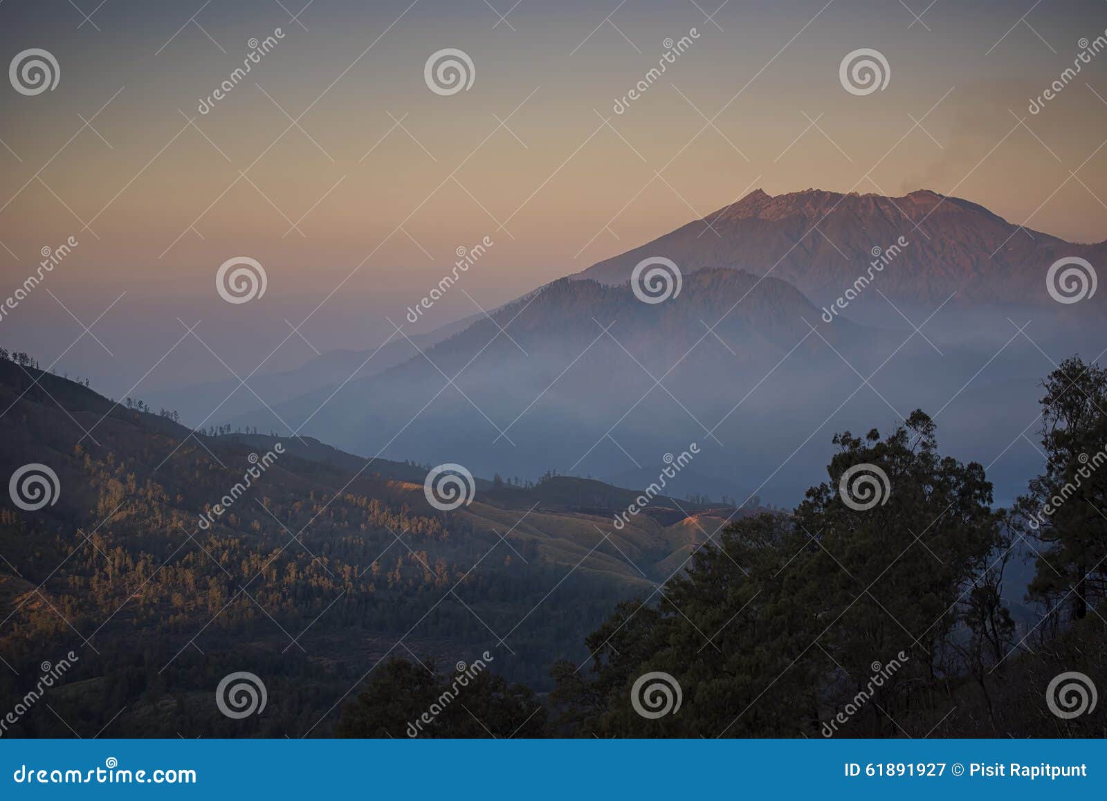 Mount Raung Active Volcano at Sunrise Java ,Indonesia. Stock Image ...