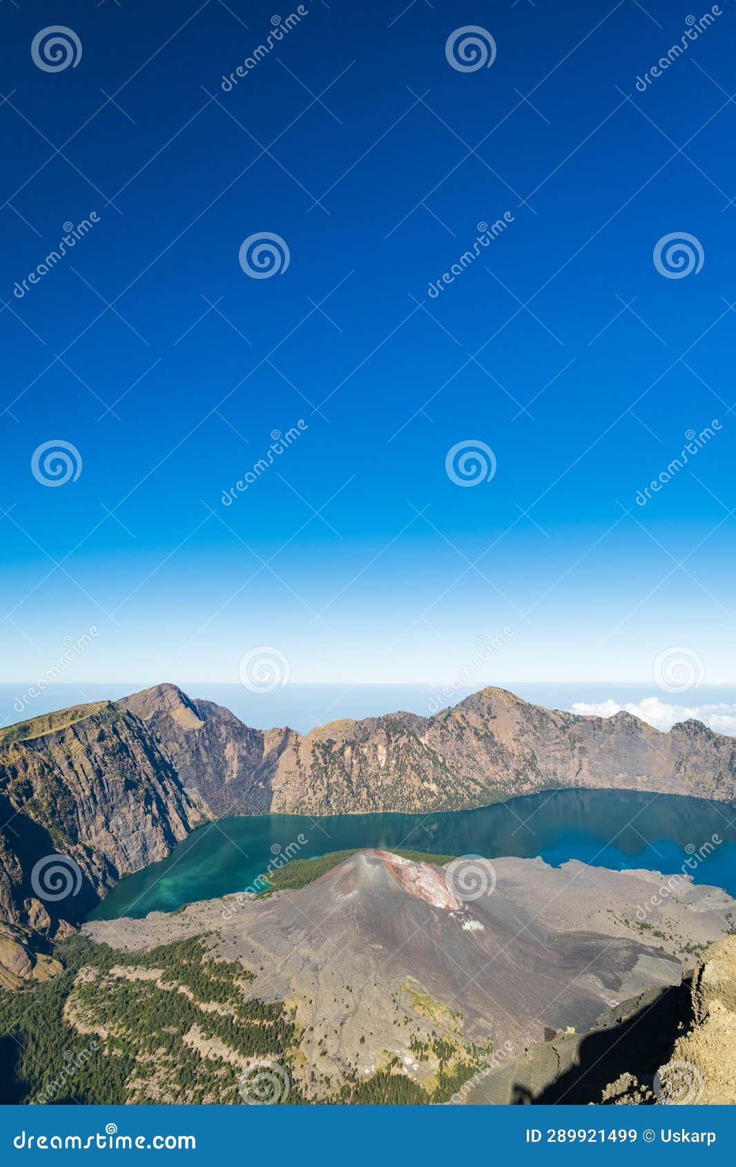 Mount Rinjani Crater and Lake View from Summit Stock Image - Image of ...