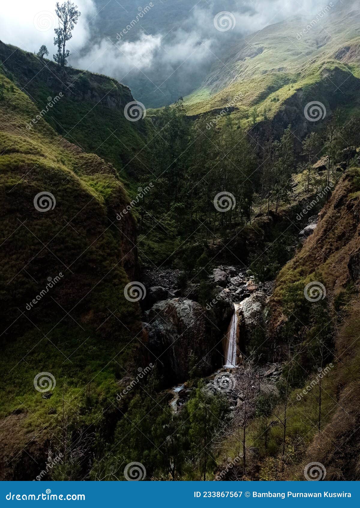 Mount rinjani waterfall stock image. Image of landscape - 233867567