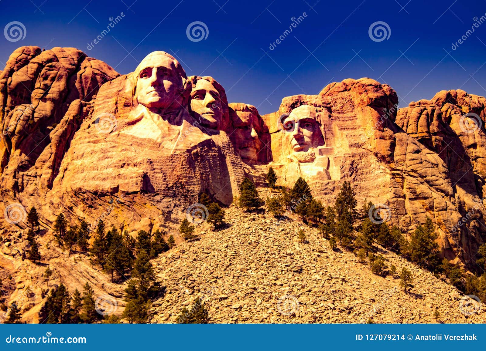 Mount Rushmore Front View , Expressive Edition , Purple Sky , Golden ...