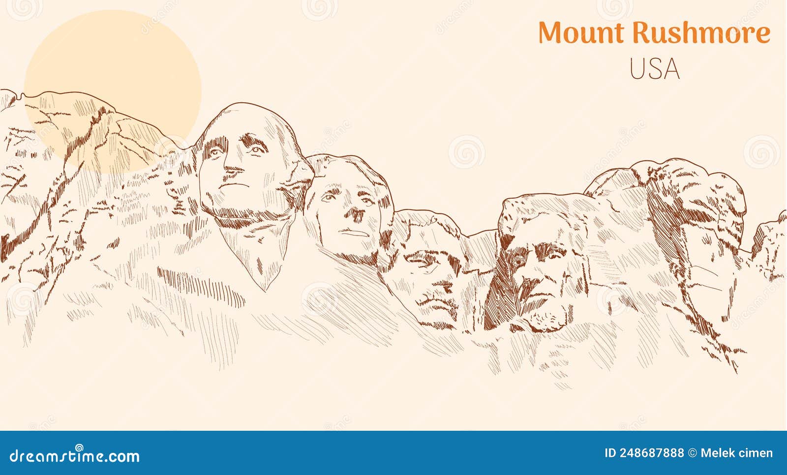 Mount Rushmore Usa Hand Drawing Vector Illustration Stock Vector ...