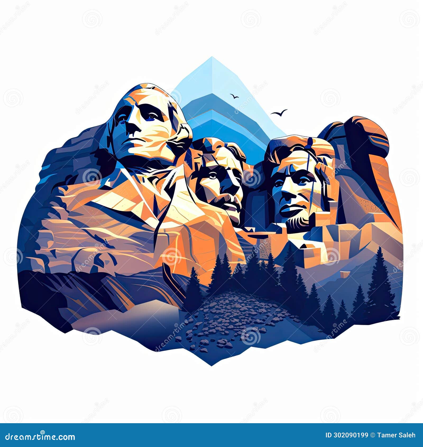 Mount Rushmore Vector Design Stock Illustration - Illustration of heads ...