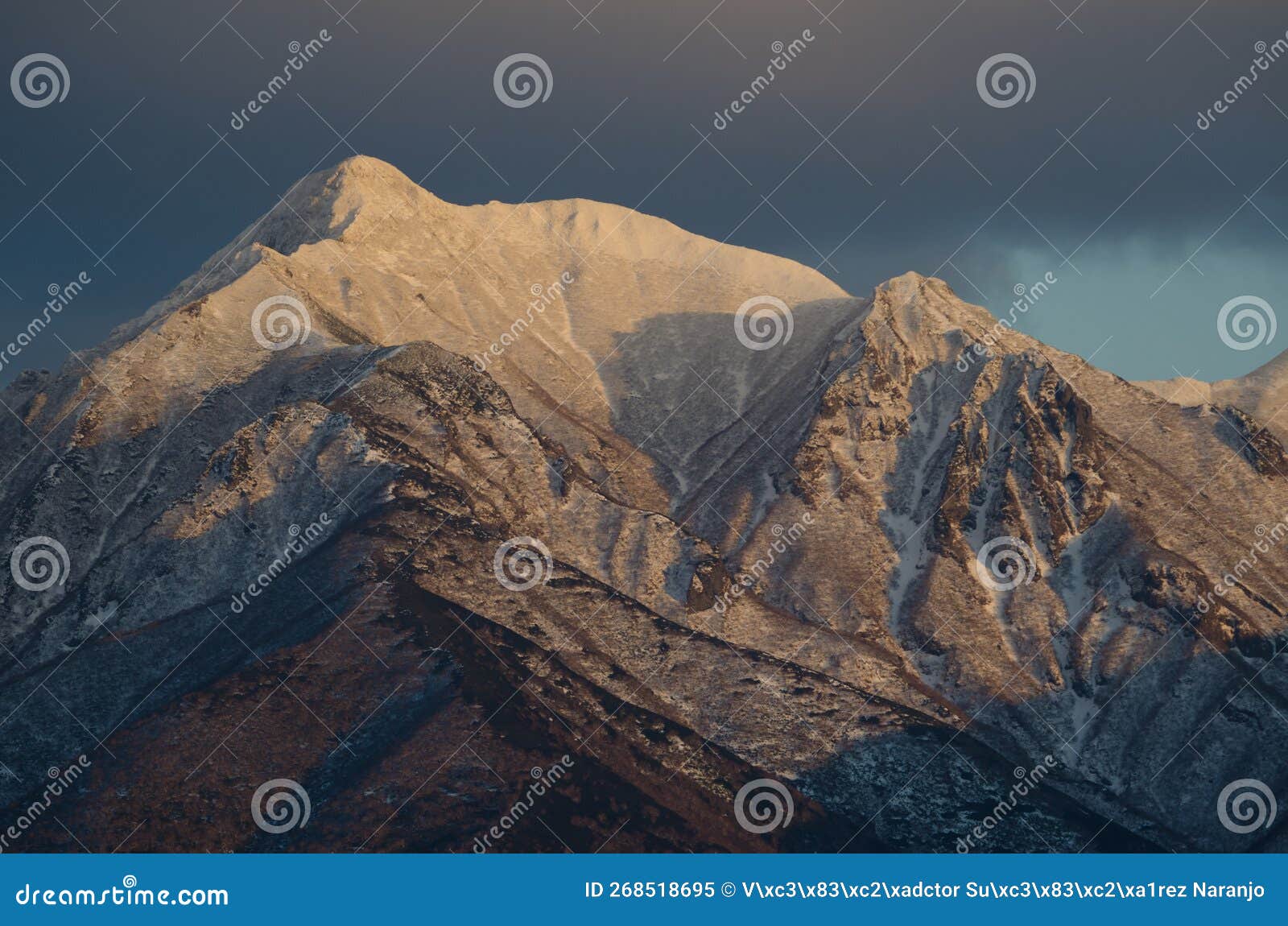 Mount Shari at sunset. stock image. Image of mountains - 268518695
