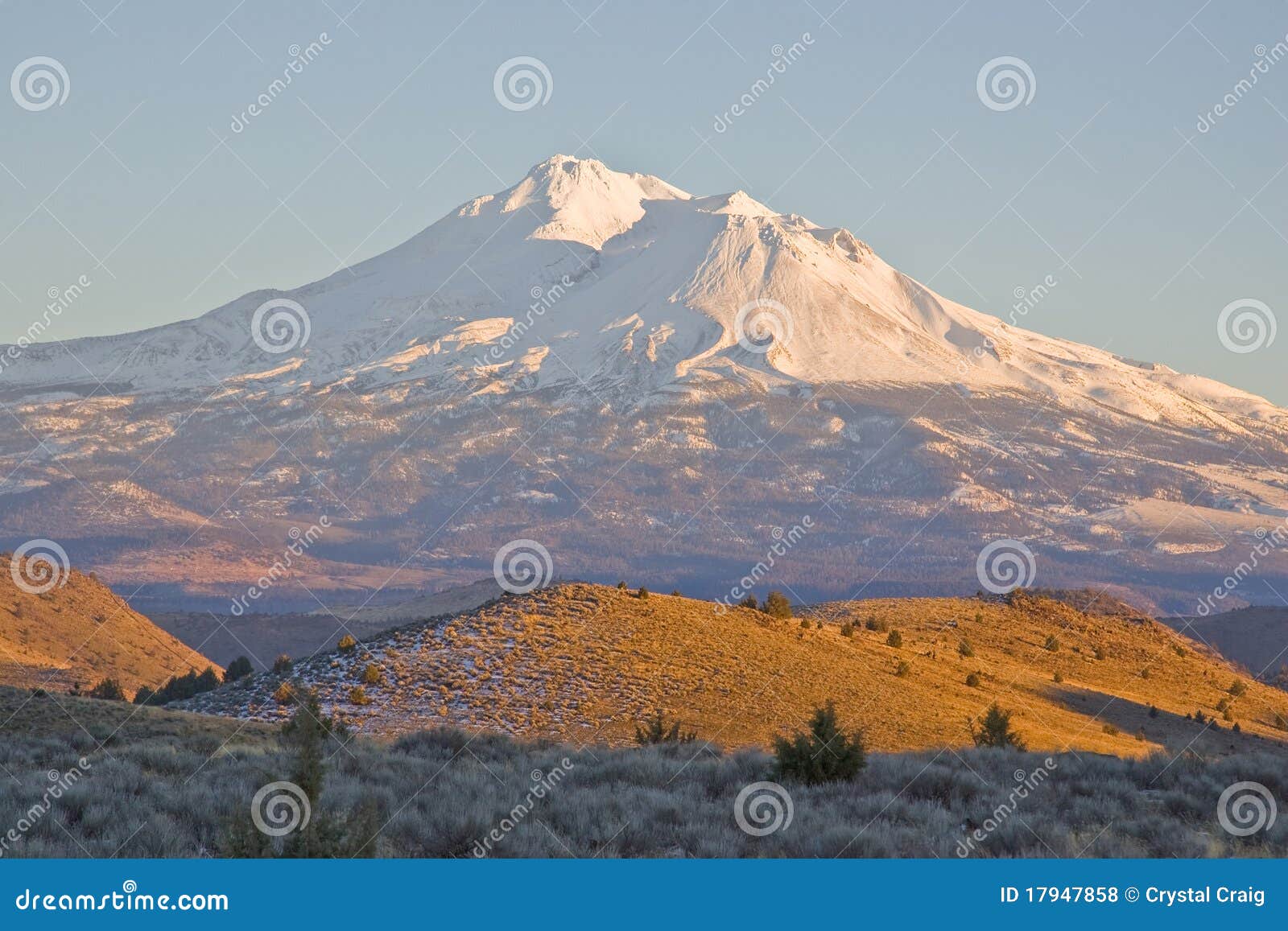Mount Shasta Aerial View From Airplane, Northern California Cascade ...