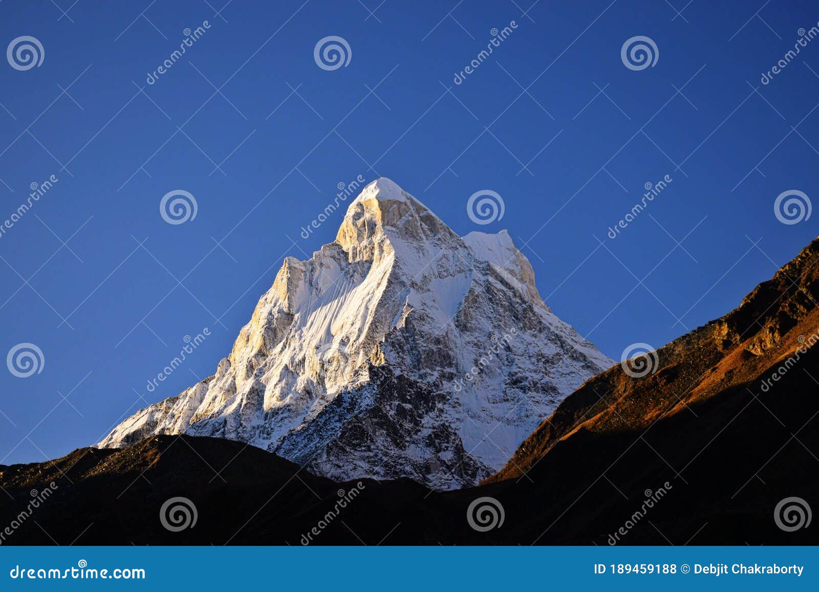 Mount Shivling in the Morning Light Stock Photo - Image of mountain ...