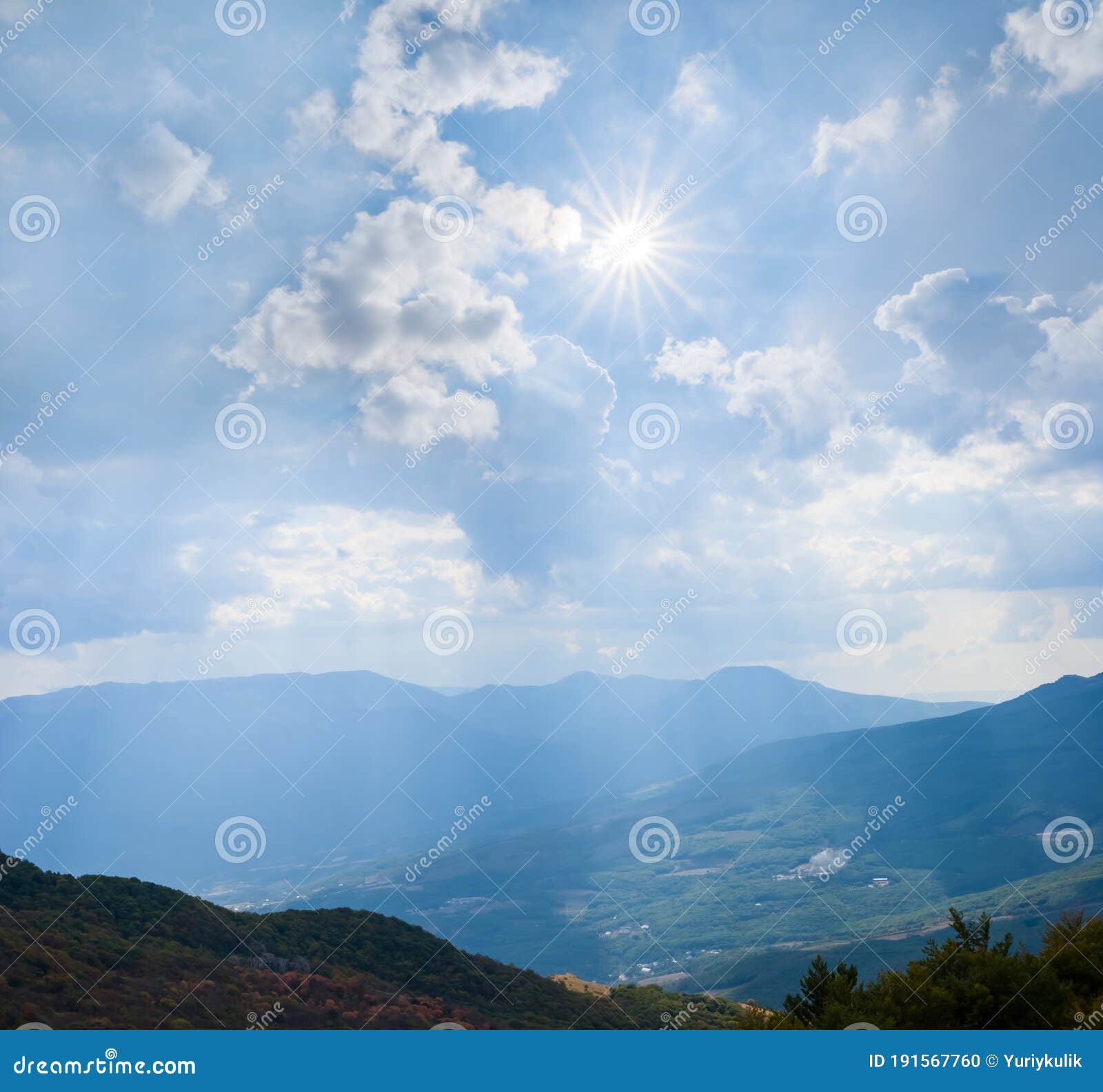 Mount Slope On Dense Cloudy Sky Background Royalty-Free Stock ...