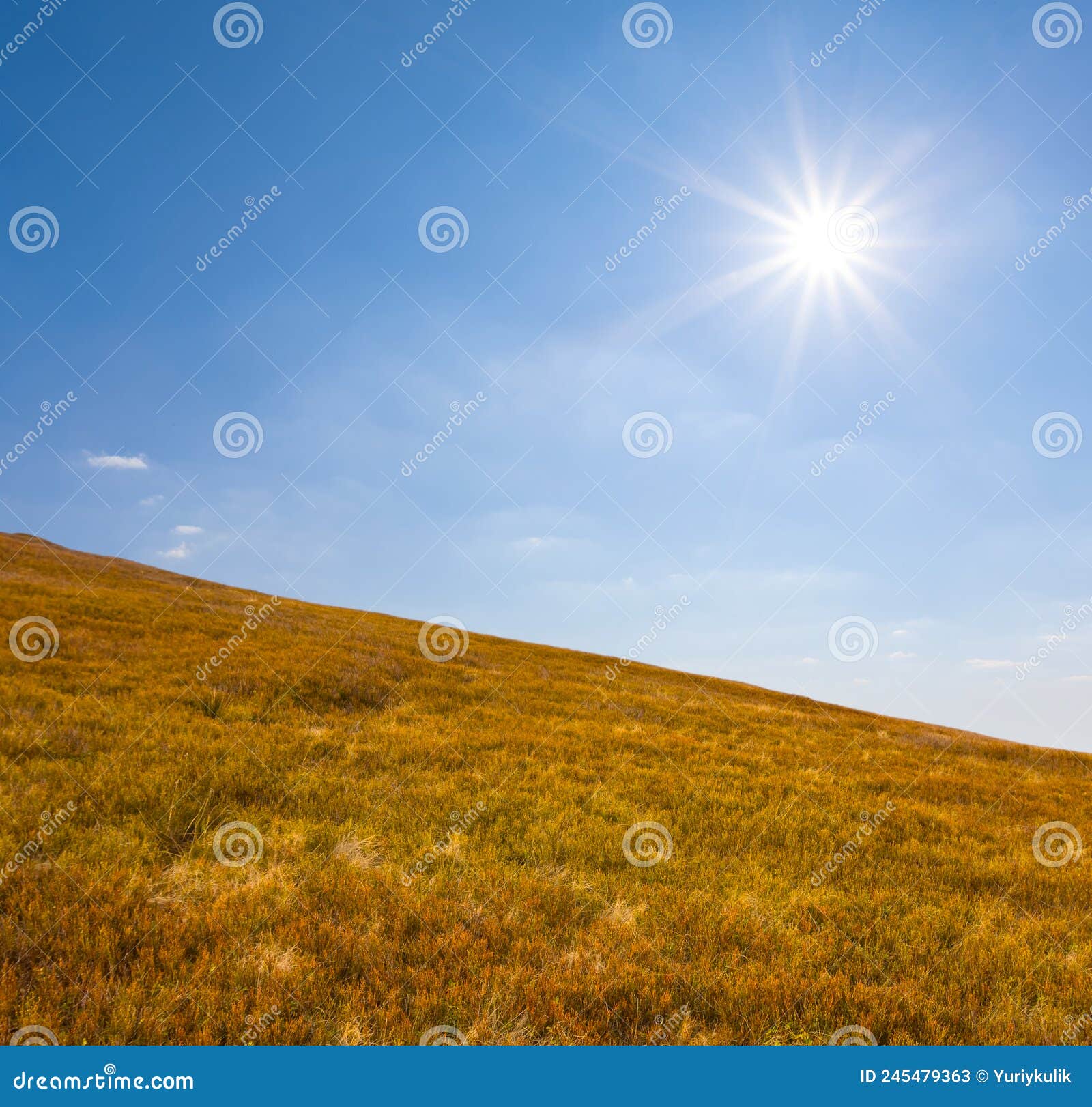 Mount Slope with Dry Grass in Light of Sun Stock Image - Image of ...