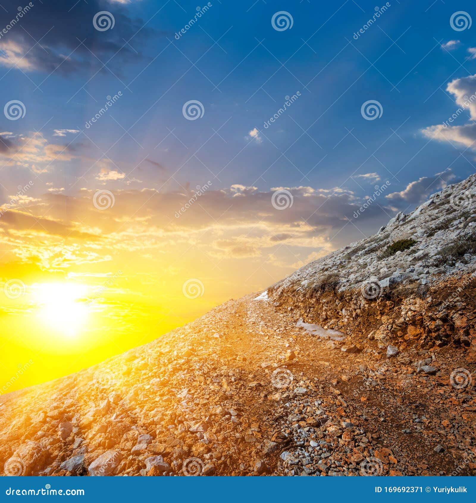 Mount Slope in a Rays of Evening Sun Stock Image - Image of evening ...