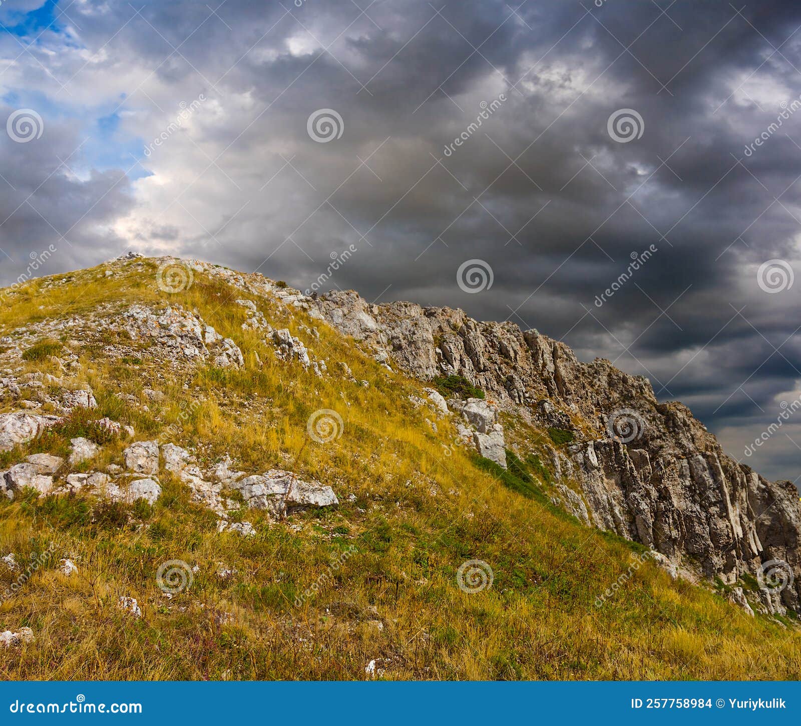 Mount Slope Under a Dense Cloudy Sky Stock Photo - Image of panoramic ...