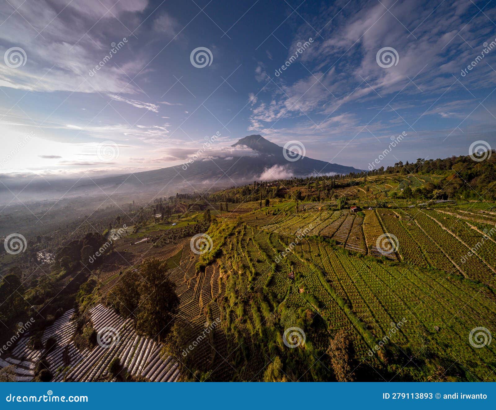 Mount Sumbing with Aerials View Stock Image - Image of view, aerials ...