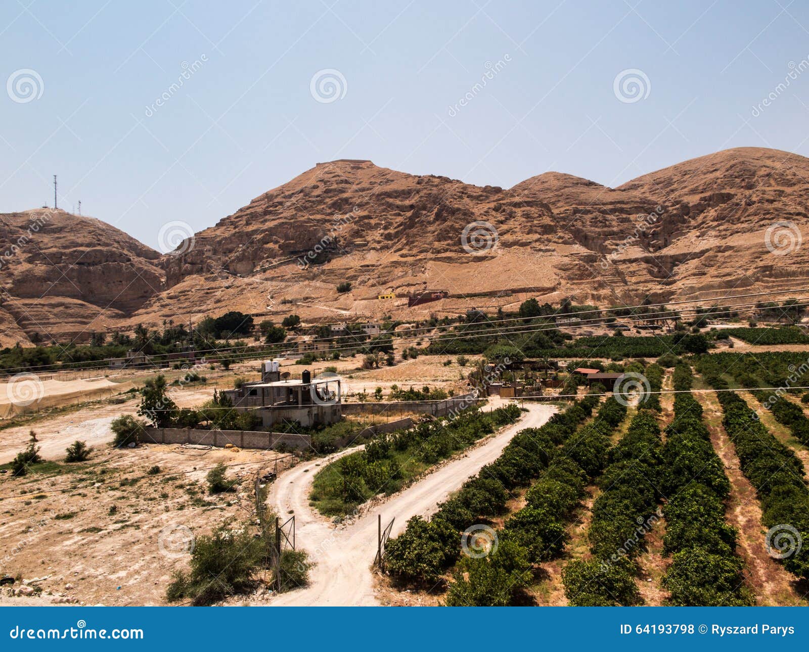 Mount of Temptation in Jericho Stock Photo - Image of bank, jericho ...