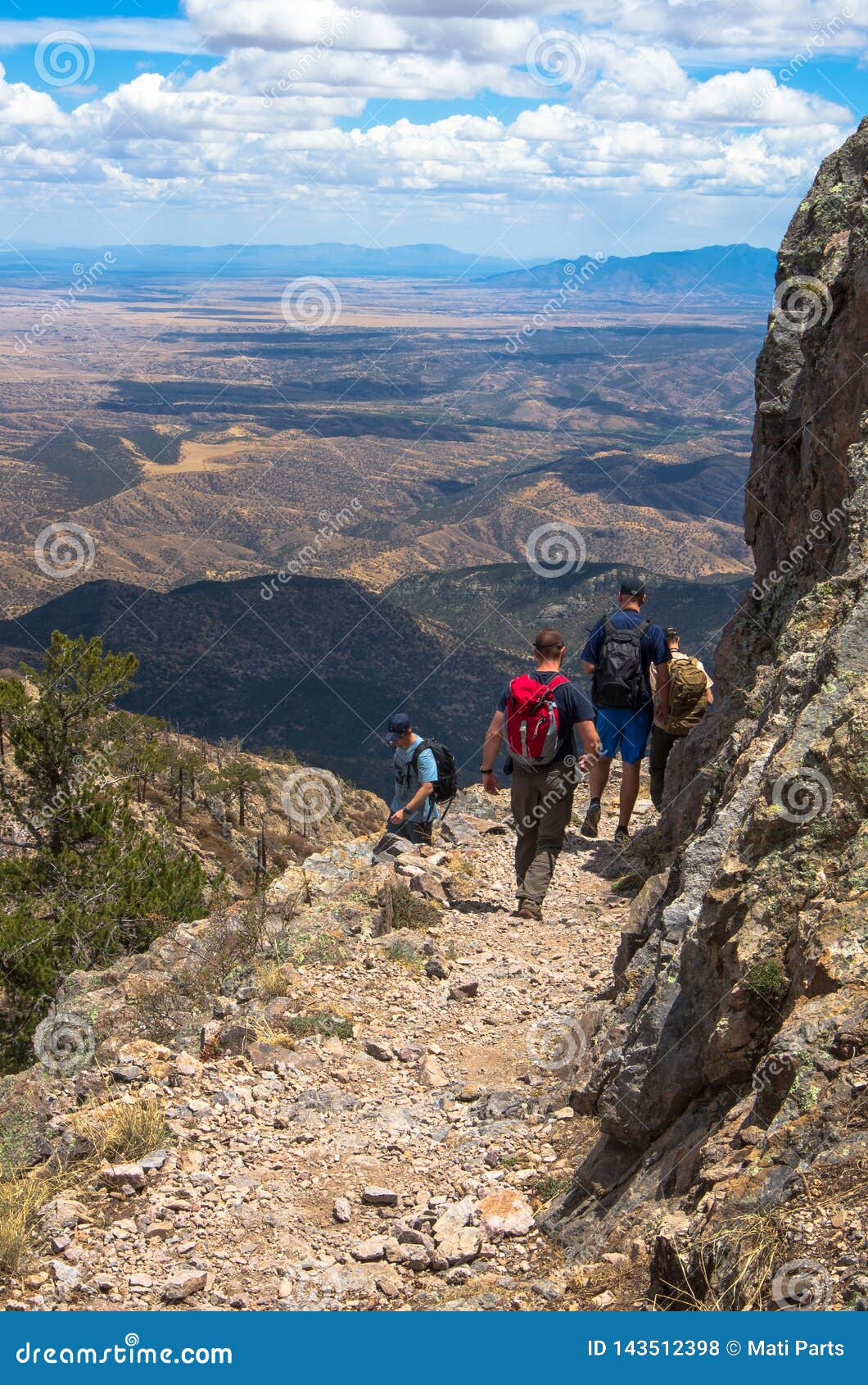 Mount Wrightson/USA - 11 May 2013: Group of Hikers on Rocky Hiking ...