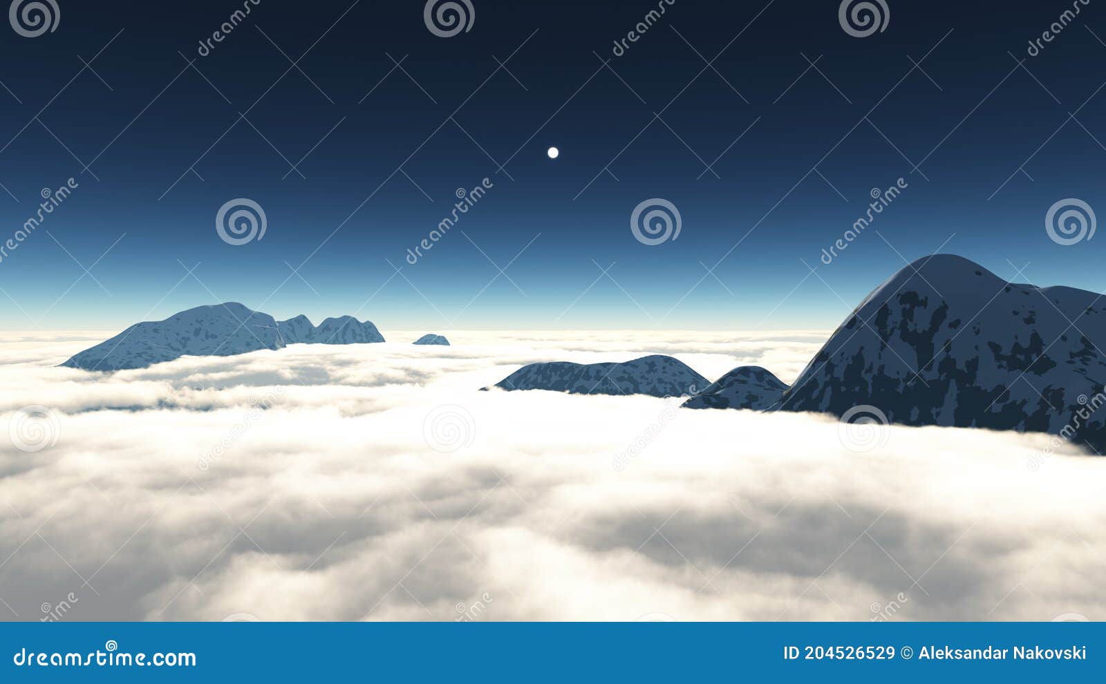 Mountain Above Clouds Sun Ray Stock Illustration - Illustration of view ...