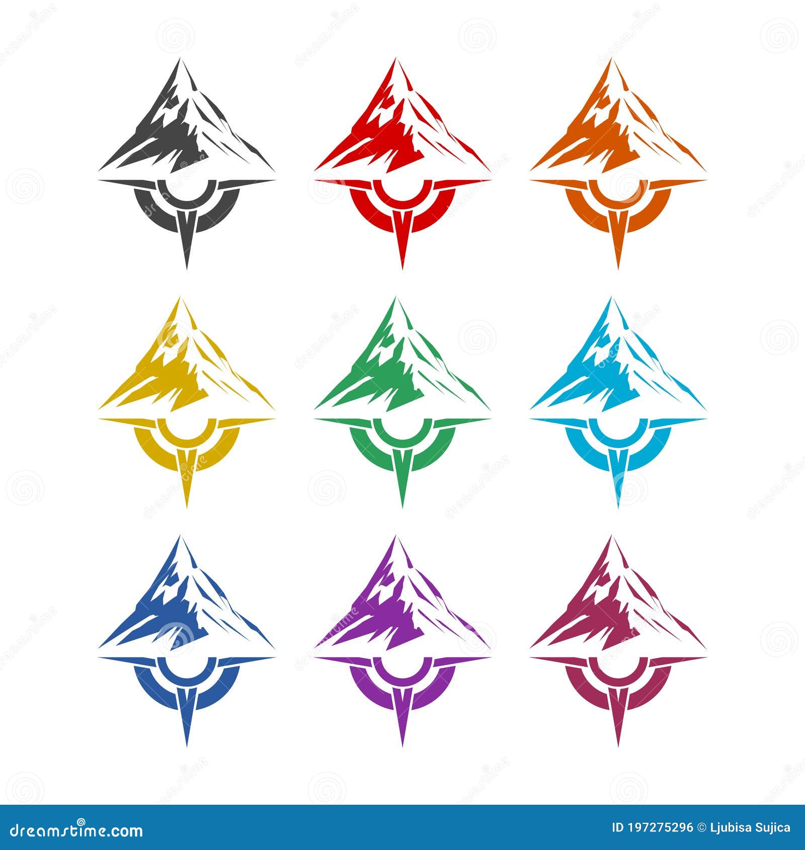 Mountain Adventure Logo Design, Color Set Stock Vector - Illustration ...