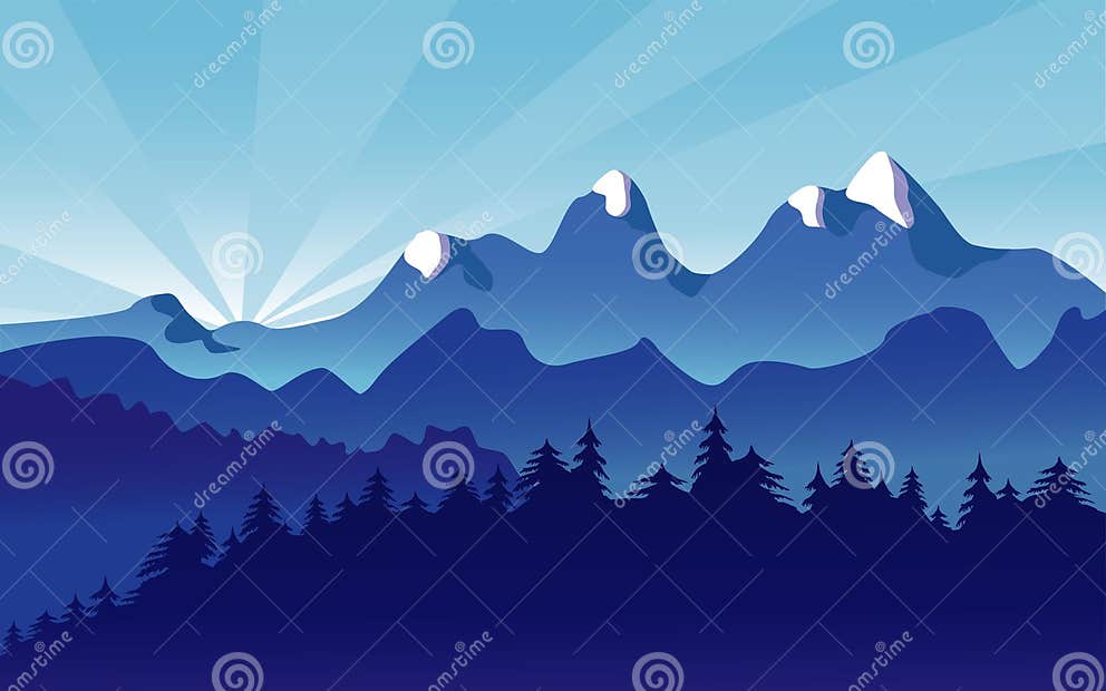 Mountain Alpine Landscape stock vector. Illustration of height - 19706679