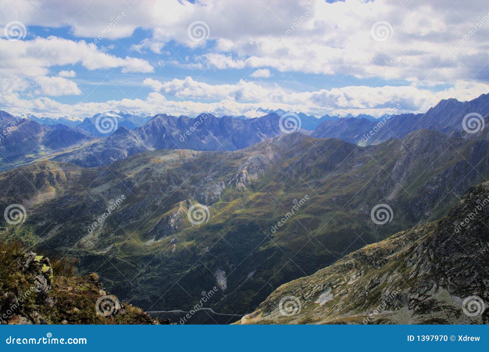 Mountain Alpine Summer Landscape Stock Photo - Image of clouds, nature ...