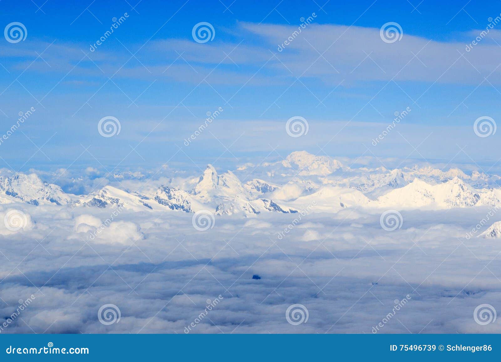 Mountain Alps Panorama with Matterhorn and Mont Blanc Stock Image ...