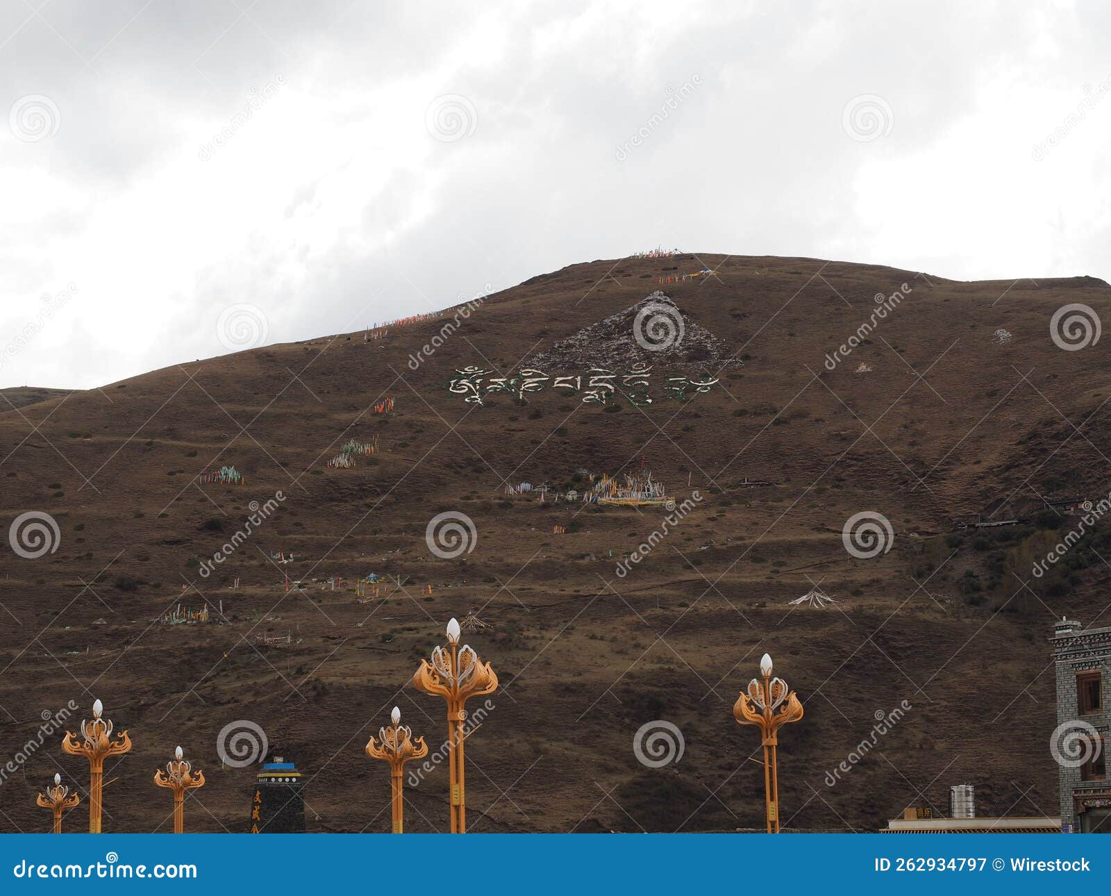 Mountain with Asian Traditional Monuments Stock Image - Image of asian ...
