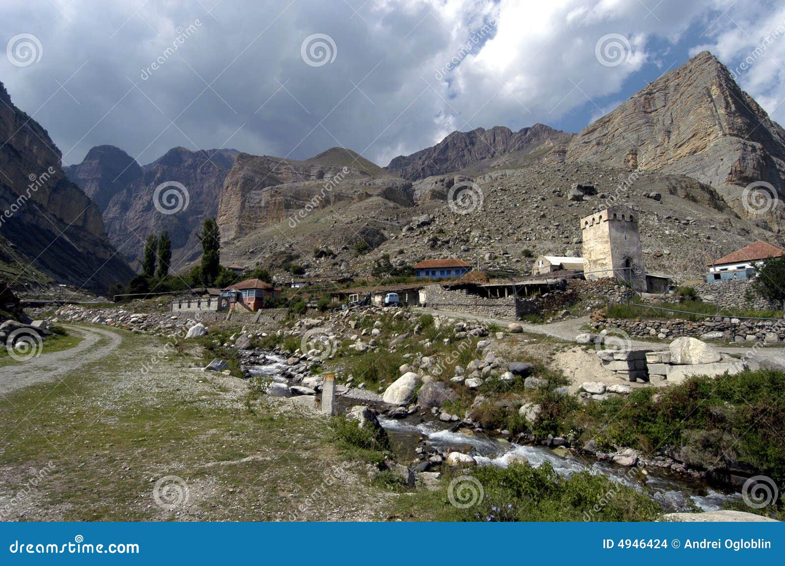 Mountain Aul in Mountains of Caucasus Stock Photo - Image of russia ...