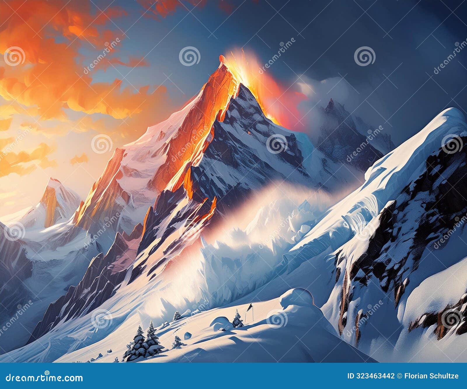 Mountain, Avalanche and Snow Danger with Natural Disaster with ...