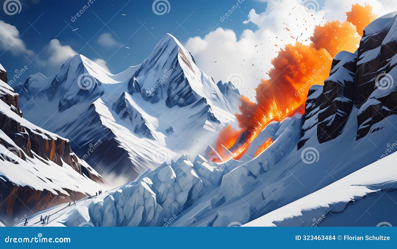 Mountain, Avalanche and Snow Danger with Natural Disaster with ...