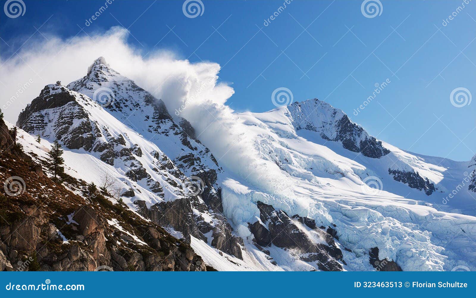 Mountain, Avalanche and Snow Danger with Natural Disaster with ...