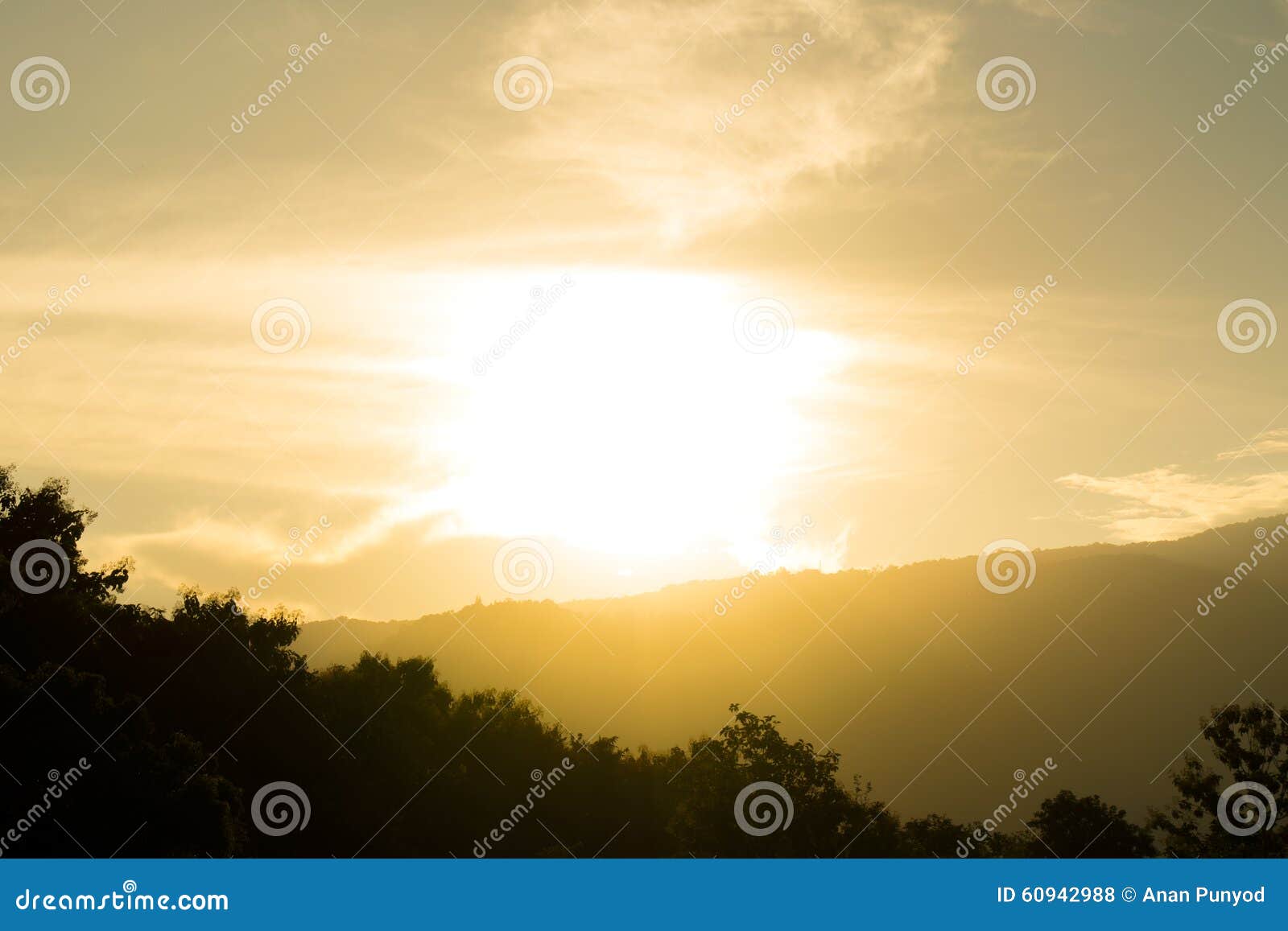 Mountain Backlit Silhouette and Sunlight Evening Time Stock Photo ...