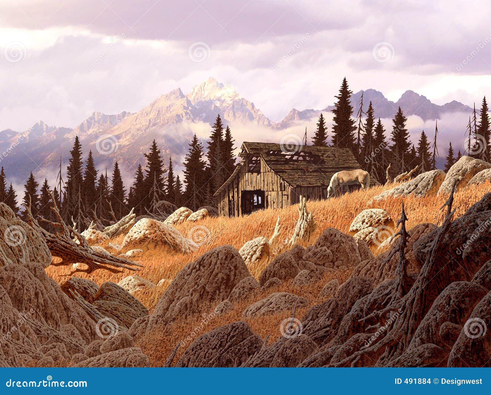 Mountain Barn stock photo. Image of trees, mountains, wild - 491884