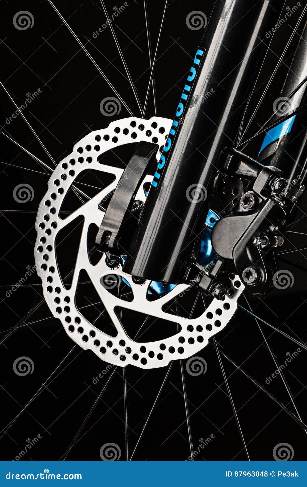 Mountain Bicycle Disk Brake System on Dark Background Stock Photo ...