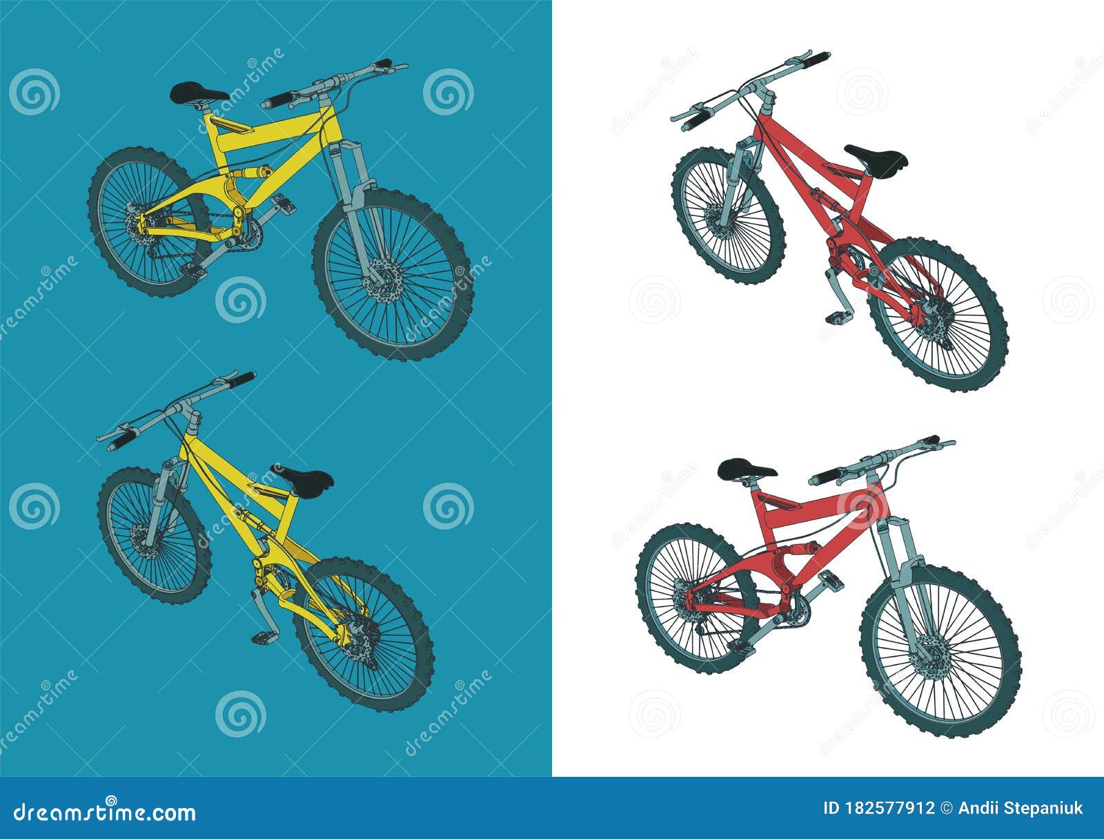 Mountain Bike Color Illustrations Stock Vector - Illustration of ...