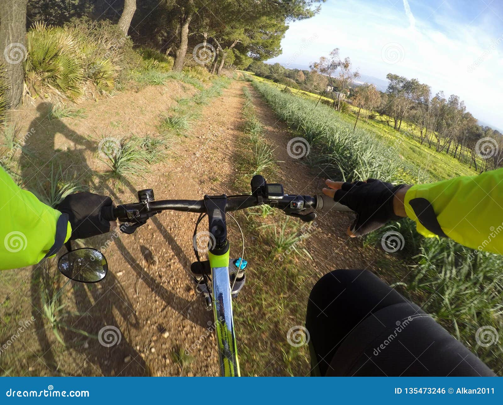 Mountain Bike on a Dirt Path in the Springtime Stock Photo - Image of ...