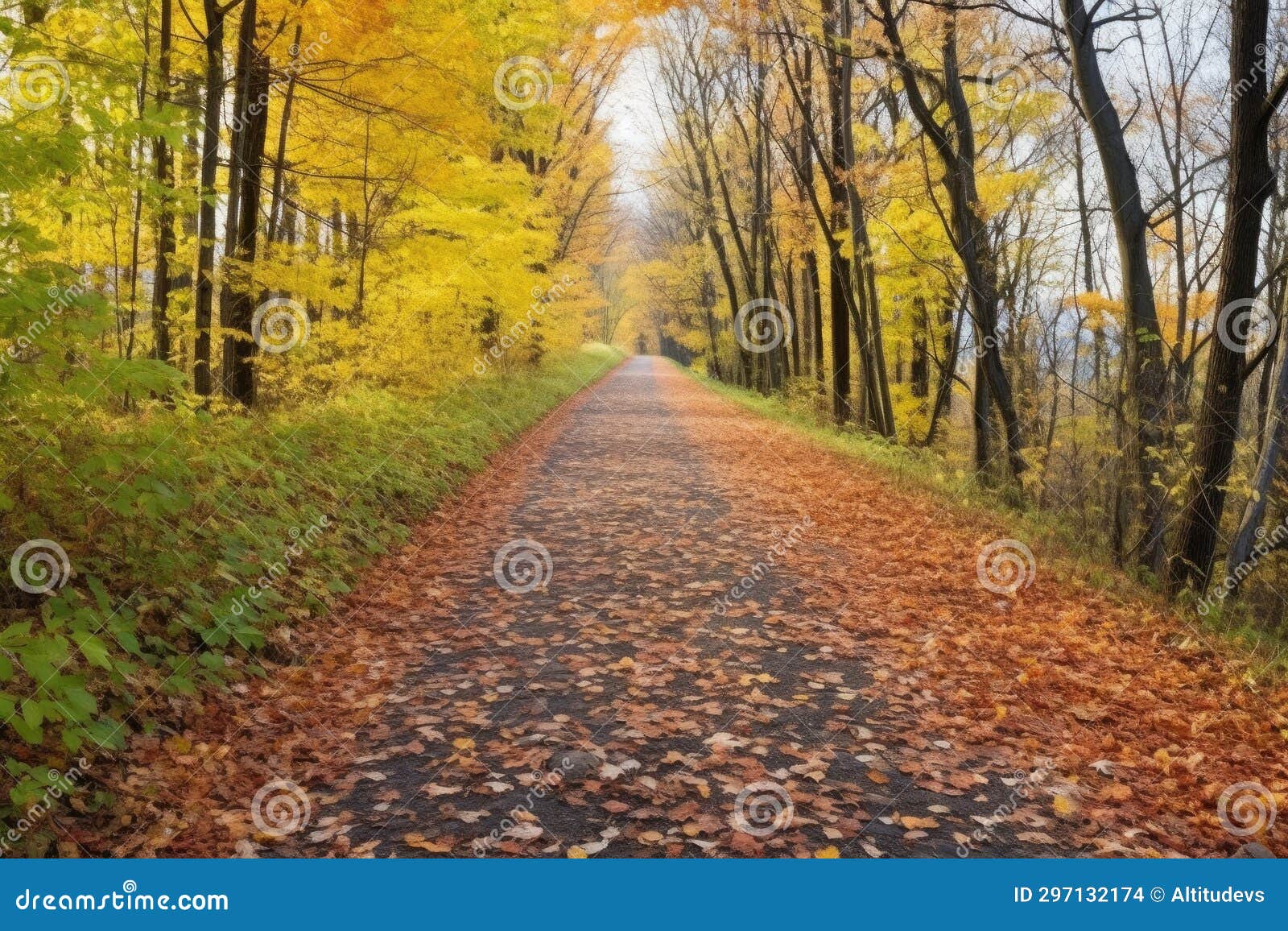 Mountain Bike Path through Autumn Foliage Stock Photo - Image of fall ...