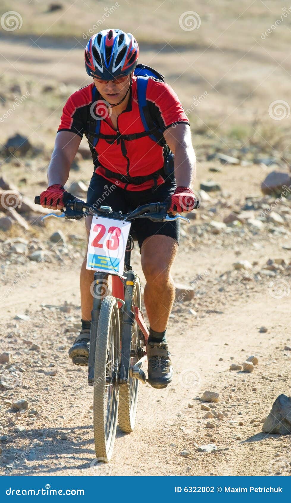 Mountain Bike Racer in Desert Stock Photo - Image of competition ...