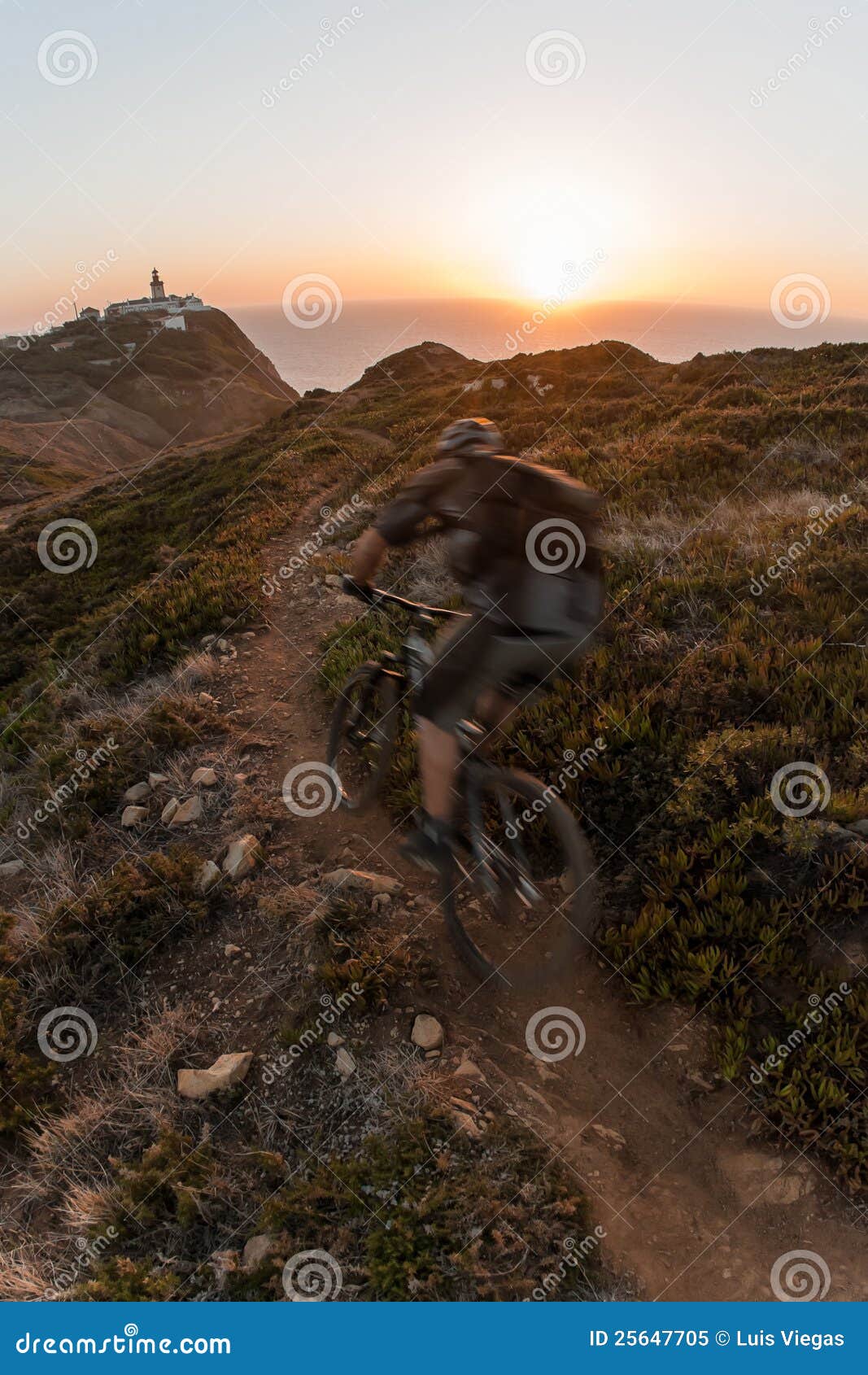 Mountain Bike Rider in Sunset Stock Image - Image of cycling, biking ...