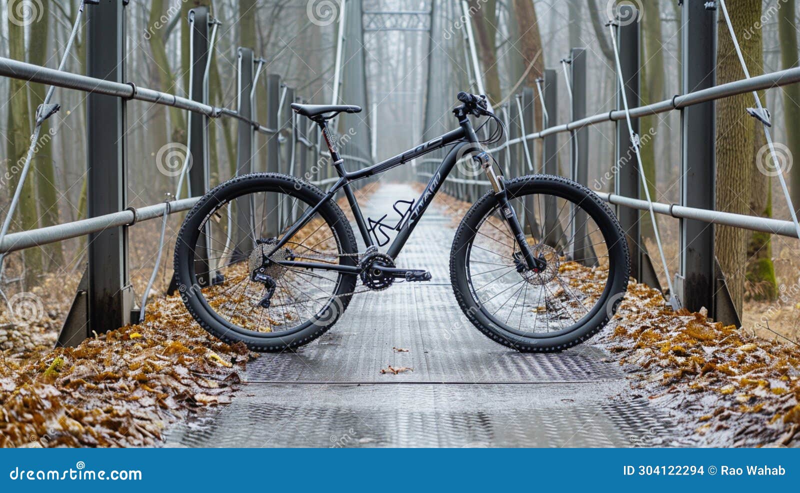 Mountain Bike Standing on the Metal Bridge Stock Illustration ...