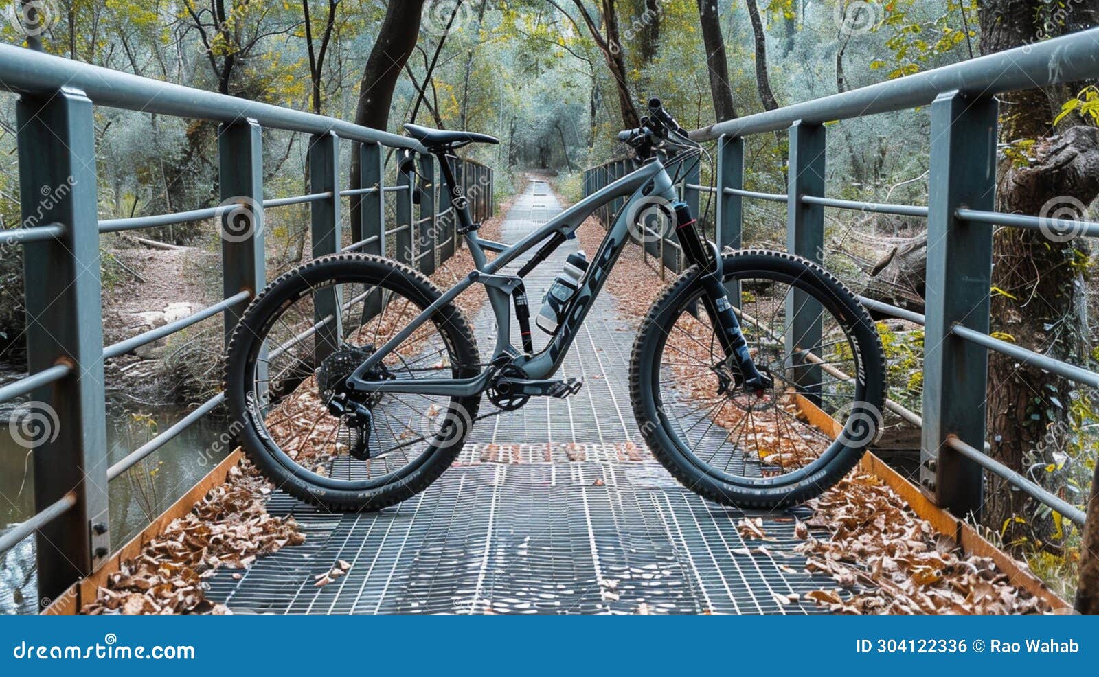 Mountain Bike Standing on the Metal Bridge in Winter . Stock ...