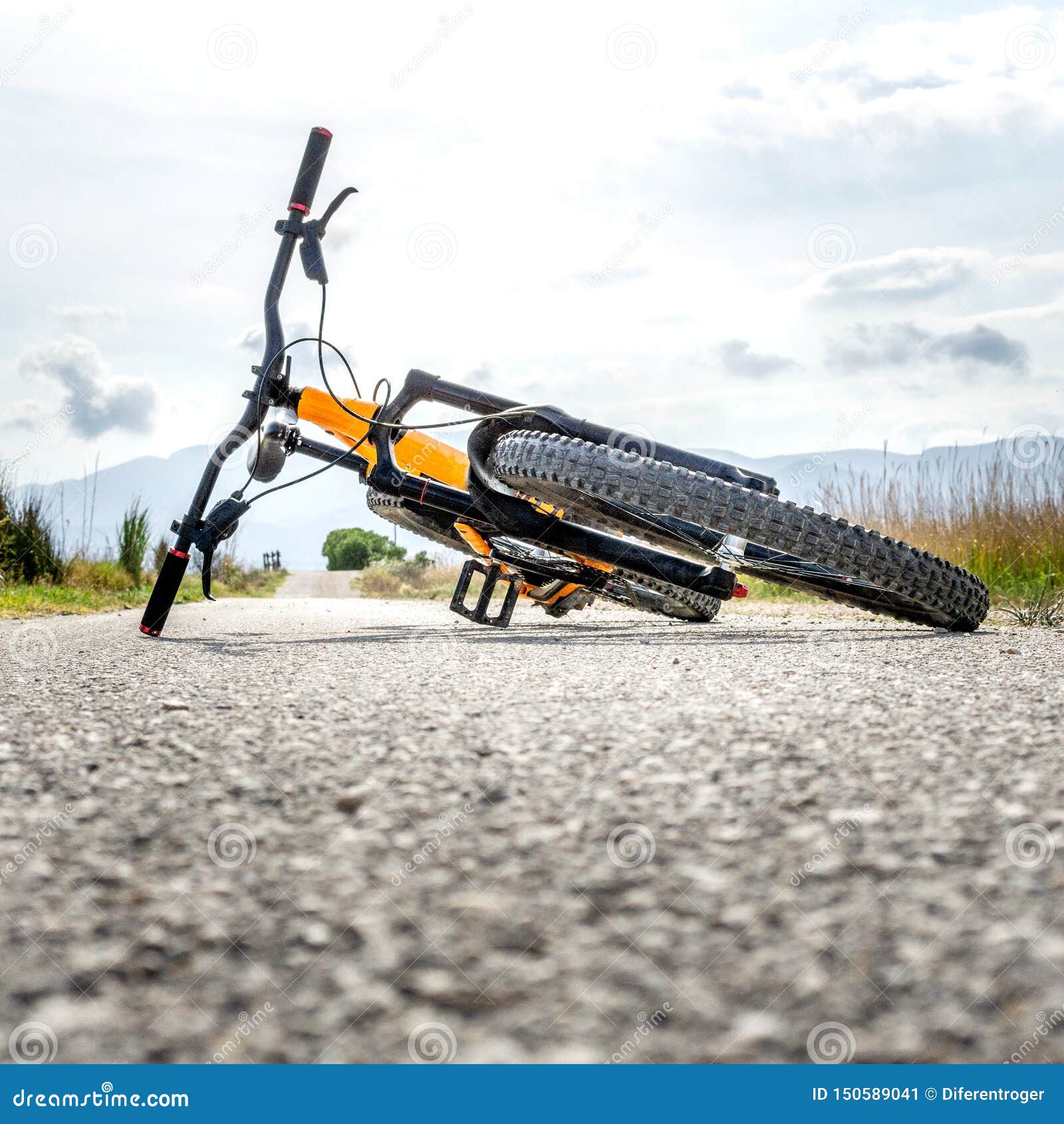 Mountain Bike Stretched on the Ground without People Stock Image ...