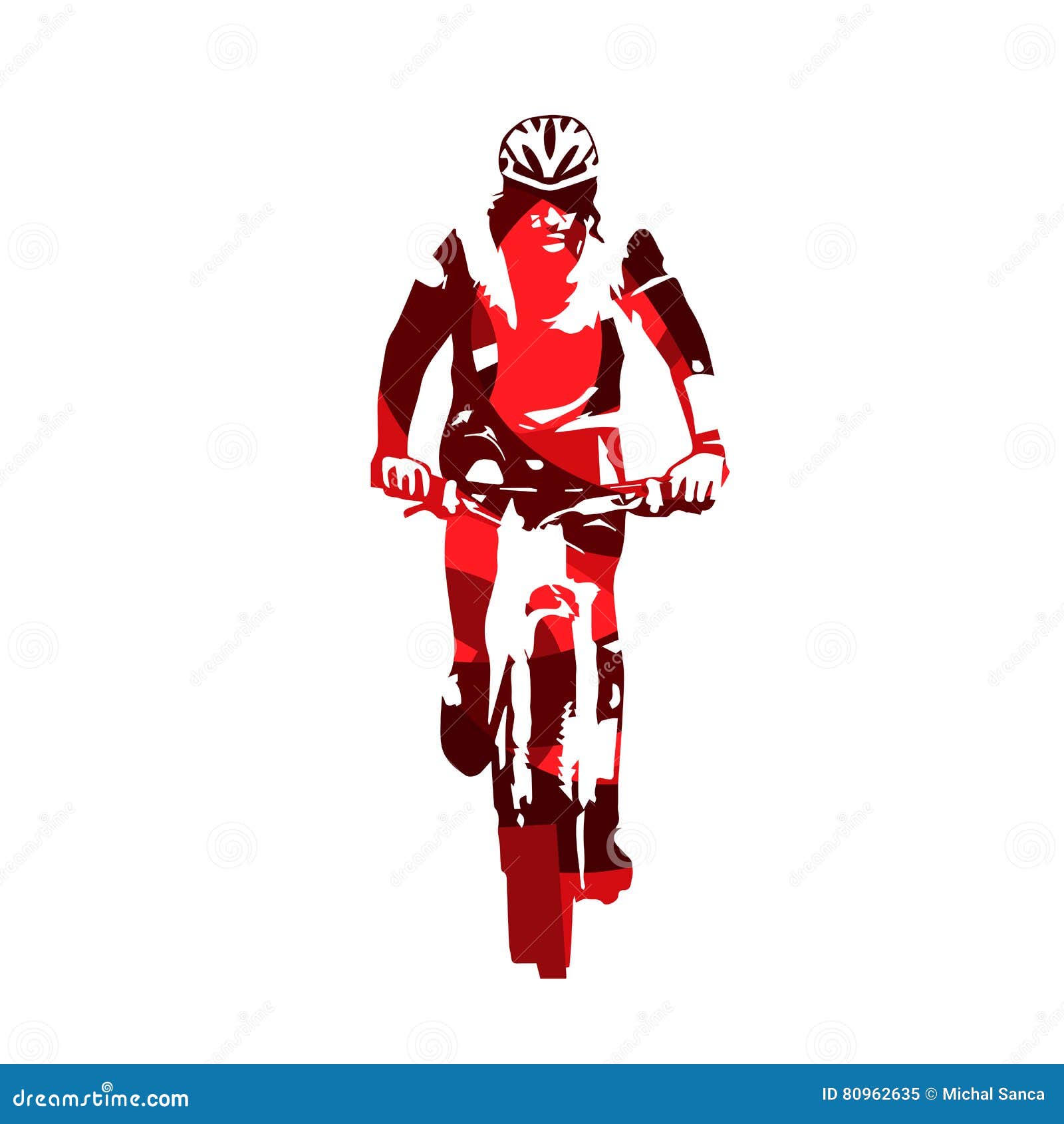 Mountain Biker, Abstract Red Vector Silhouette Stock Vector ...