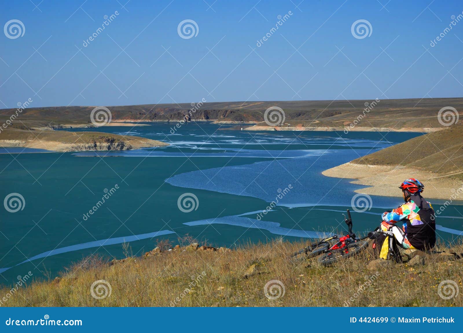 Mountain Biker and Spring Like Stock Image - Image of looking ...