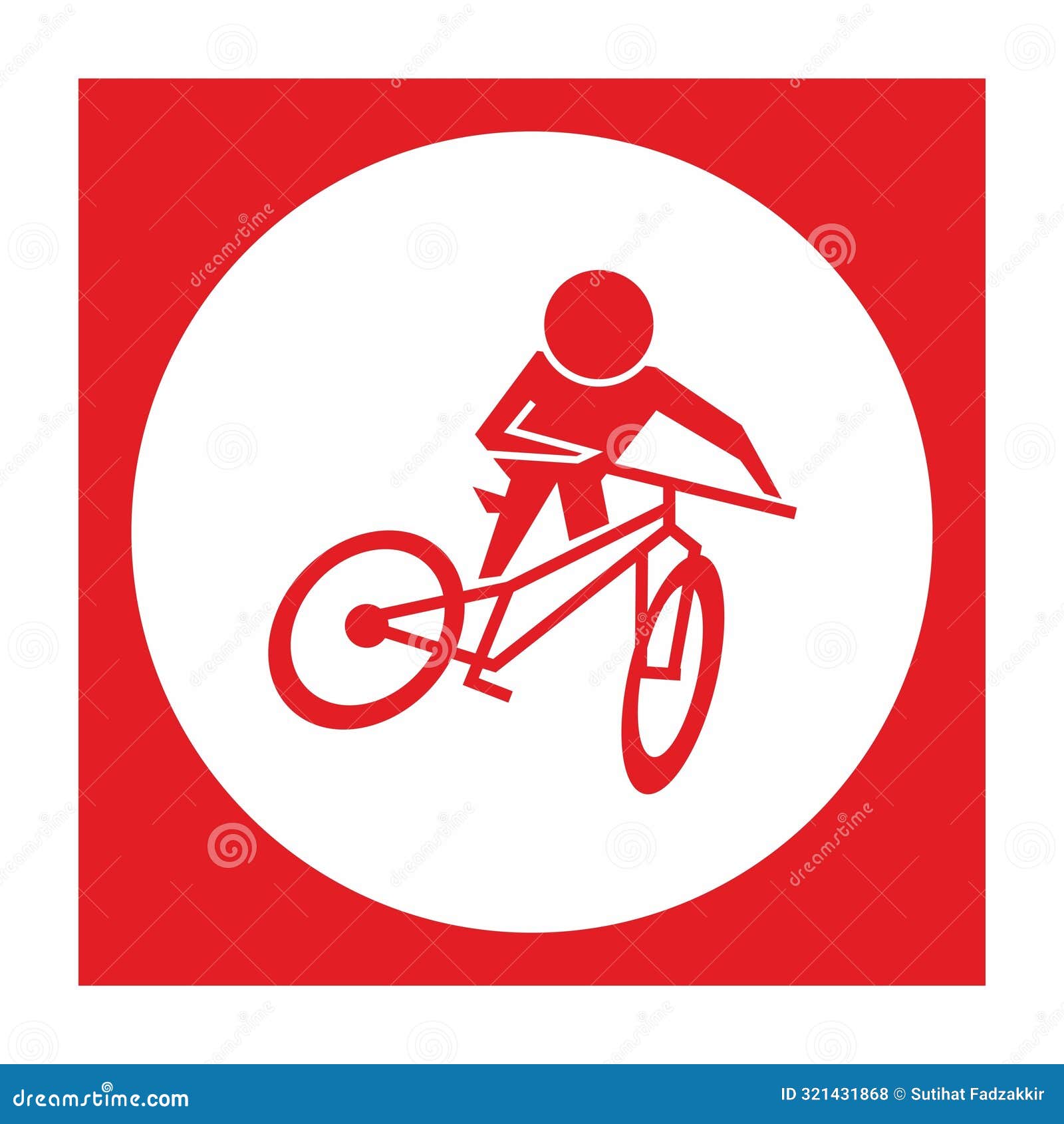 Mountain Biking Man Icon in Red and Circle Shape Stock Vector ...