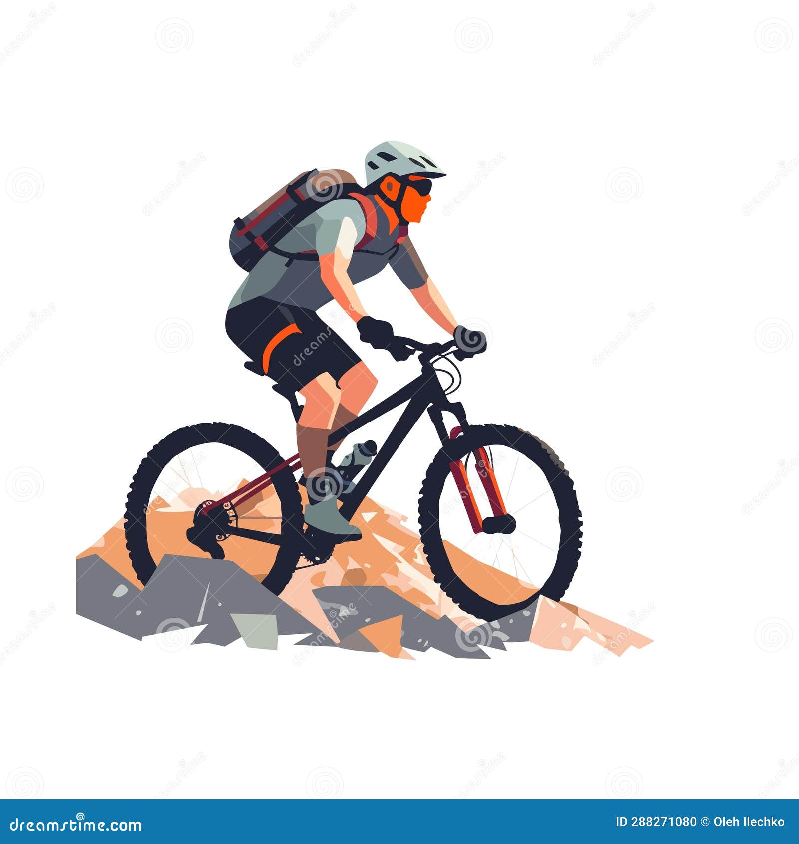 Mountain Biking Vector Flat Minimalistic Isolated Illustration ...