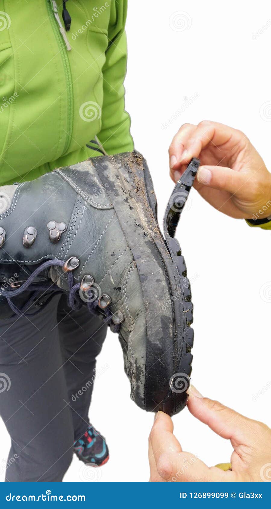 A Mountain Boot with a Torn Sole. Stock Image - Image of trekking ...