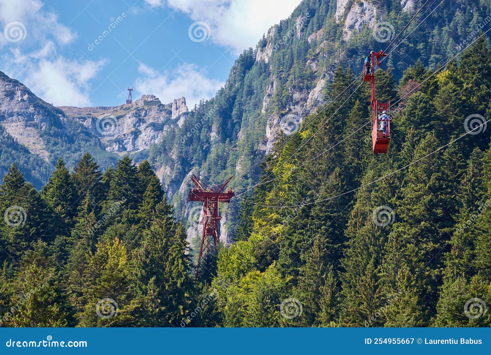 Mountain Cable Car in the Bucegi Mountains Stock Image - Image of stone ...