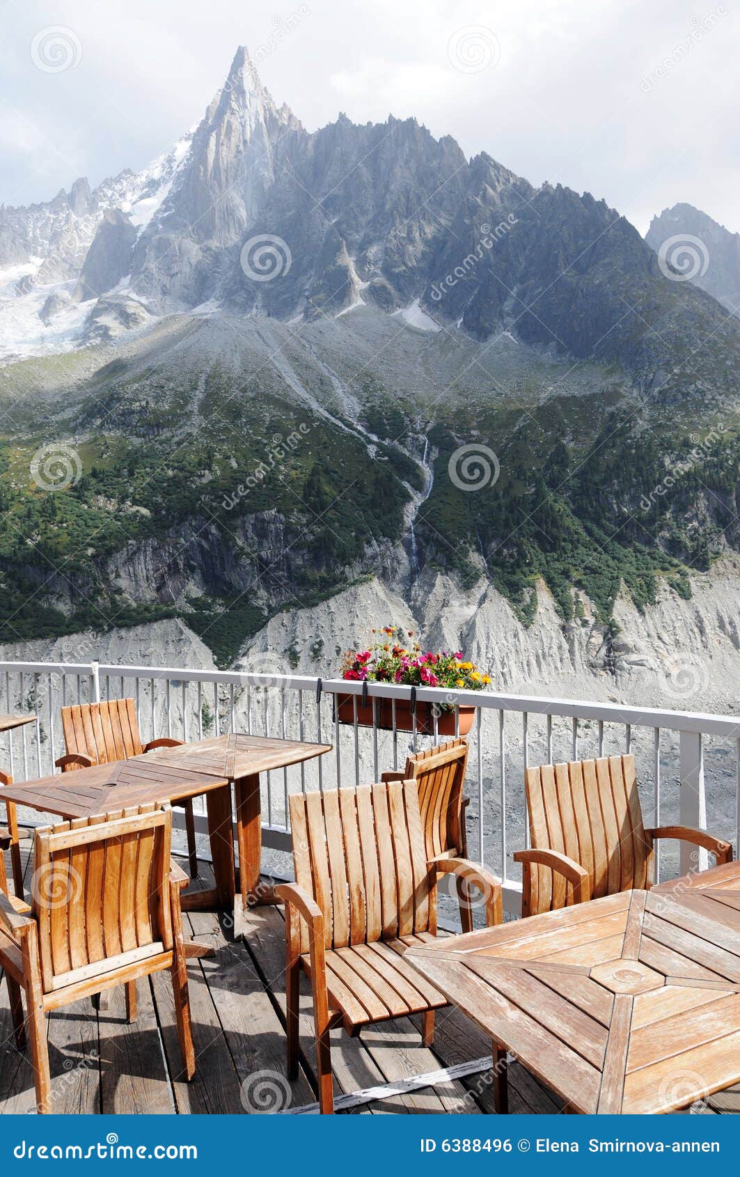 Mountain cafe terrace stock photo. Image of view, flowers - 6388496