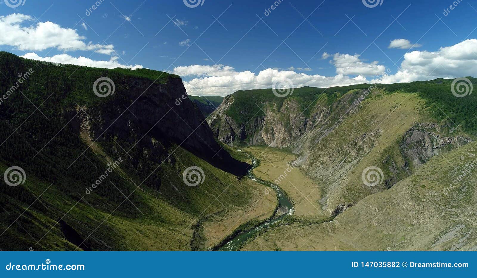 Mountain Canyon and Source of the River Stock Photo - Image of cirrus ...