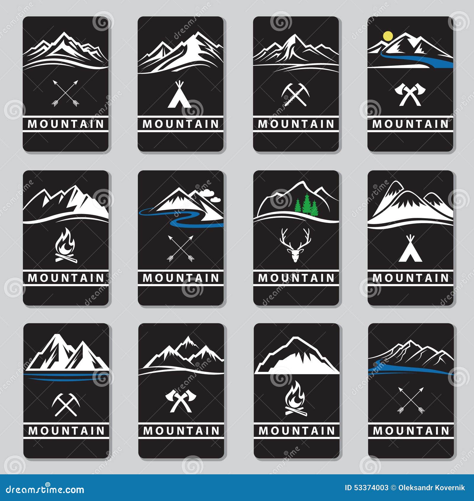 Mountain cards set stock vector. Illustration of abstract - 53374003