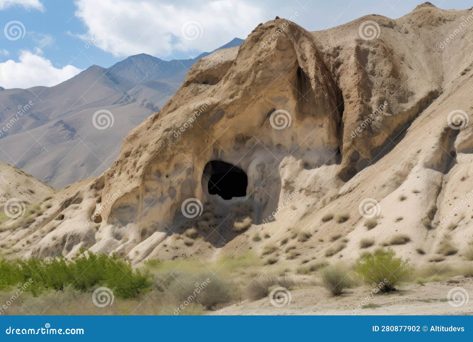 Mountain with Cave-in Revealing the Inside of Mountain, Including Rock ...