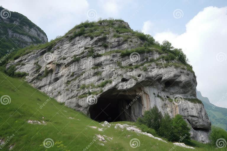 Mountain with Cave-in, Showing the Dramatic Effect of Collapsing Rock ...