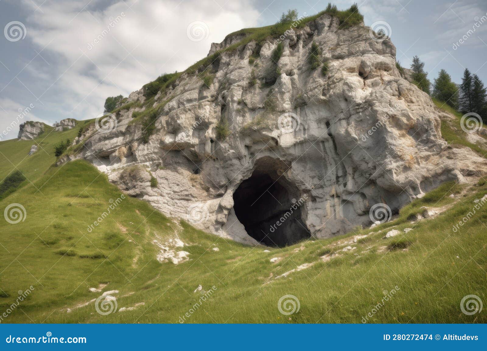 Mountain with Cave-in, Showing the Dramatic Effect of Collapsing Rock ...